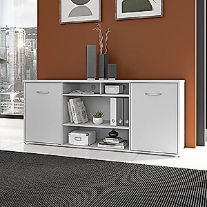 Bush Business Furniture Studio C Office Storage Cabinet with Doors and Shelves, 72W, White