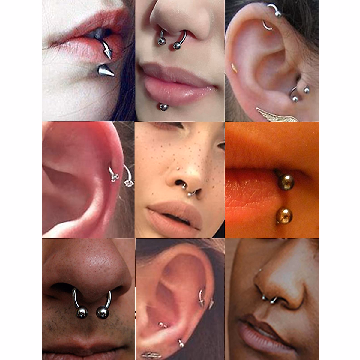 Prjndjw 16G Surgical Steel Nose Septum Rings Piercing Jewelry Horseshoe Septum Jewelry Cartilage Helix Tragus Earring Hoop Eyebrow Lip Hoop Retainer for Women Men Body Piercing Rings 10mm CZ glow