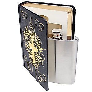 Suck UK Stainless Steel 4 Oz Hip Flask Hip Flask In A Book Hidden Flasks For Liquor To Smuggle Your Booze Groomsmen Gifts For Men Secret Flask & Funny Alcohol Gifts Black