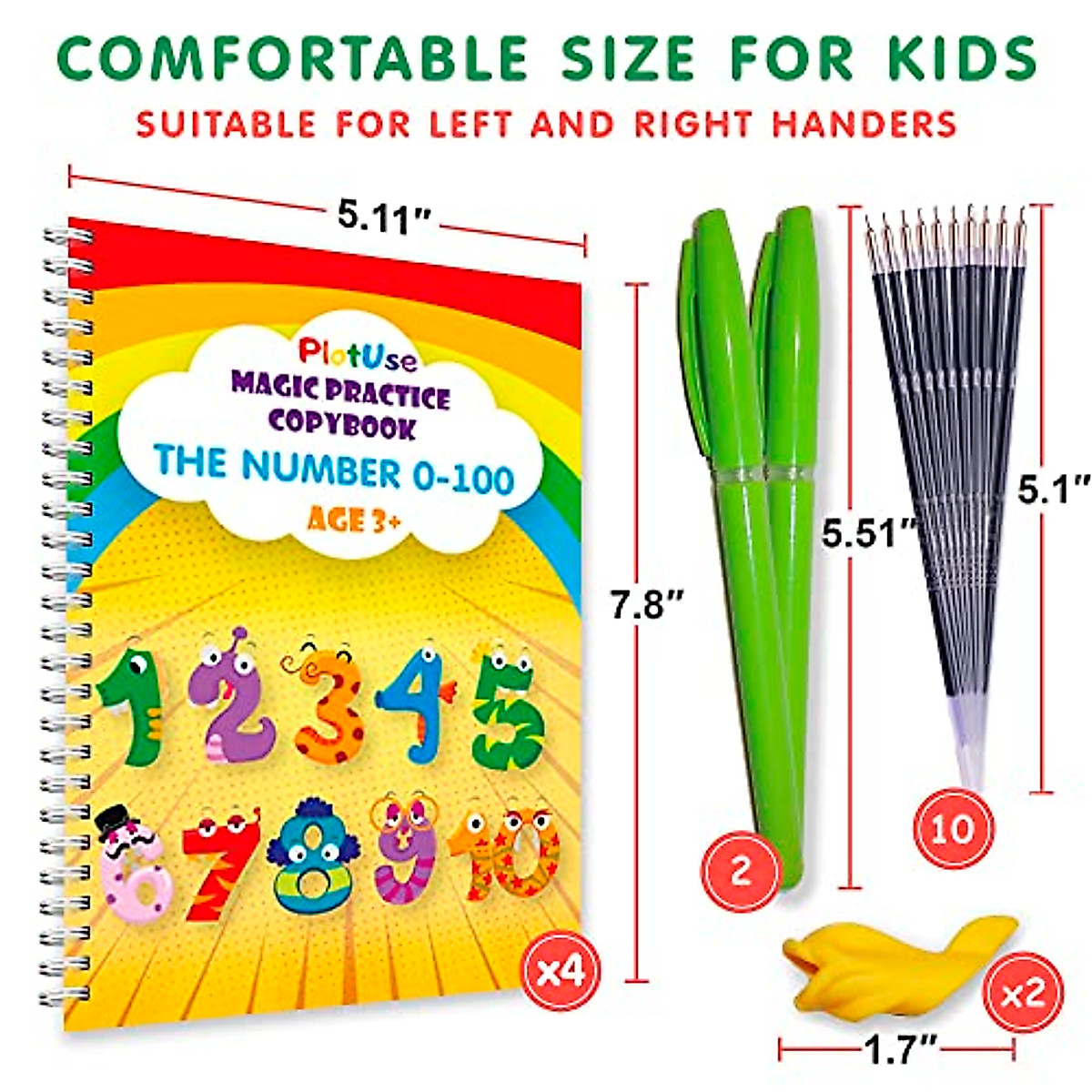 Magic Ink Copybooks for Kids Reusable Handwriting Workbooks - Children's Calligraphy Tracing - Early Education Magic Practice Book - Sank Letters (4 Books with Pens)