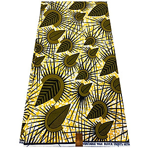 High End Wrapper Design- Cream, White, Tangerine-Orange, Brown,Olive-Green, African Wax Print Fabrics- Sell for 6 Yards- 100% Cotton