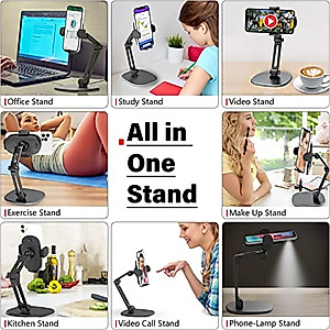 Phone Stand for Desk [No Dropping Stable Triple-Clamp Holder] Adjustable Height 360 Degree Rotation Heavy Base Thick Case Friendly, APPS2Car Multifunctional Cell Phones Stand for iPhone Android Phones