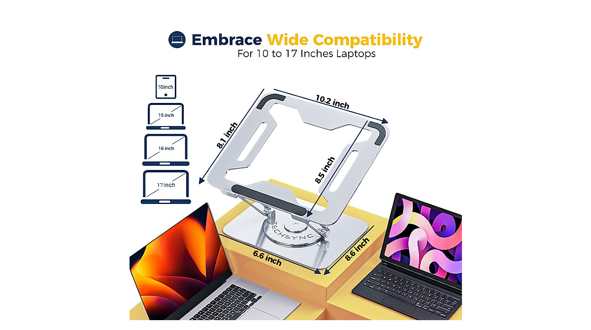 TechSync 360° Rotating Laptop Stand - Ergonomic & Portable