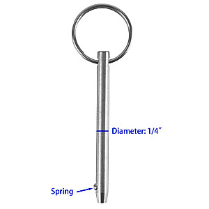 2 Pack Quick Release Pin, Diameter 1/4"(6.3mm), Total Length 3"(76mm), Effective Length 2.4"(61mm), Full 316 Stainless Steel, Bimini Top Pin, Marine Hardware