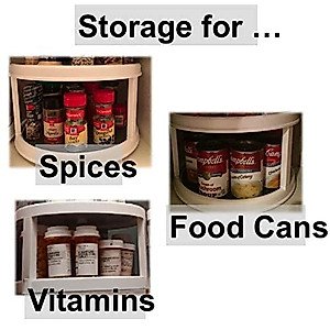 2sets/Pack 2 Tier Non Skid Turntable Lazy Susan 9.8" White Grey Cans Cabinet Organizer For Kitchen Pantry Spice Rack Fridge Holder