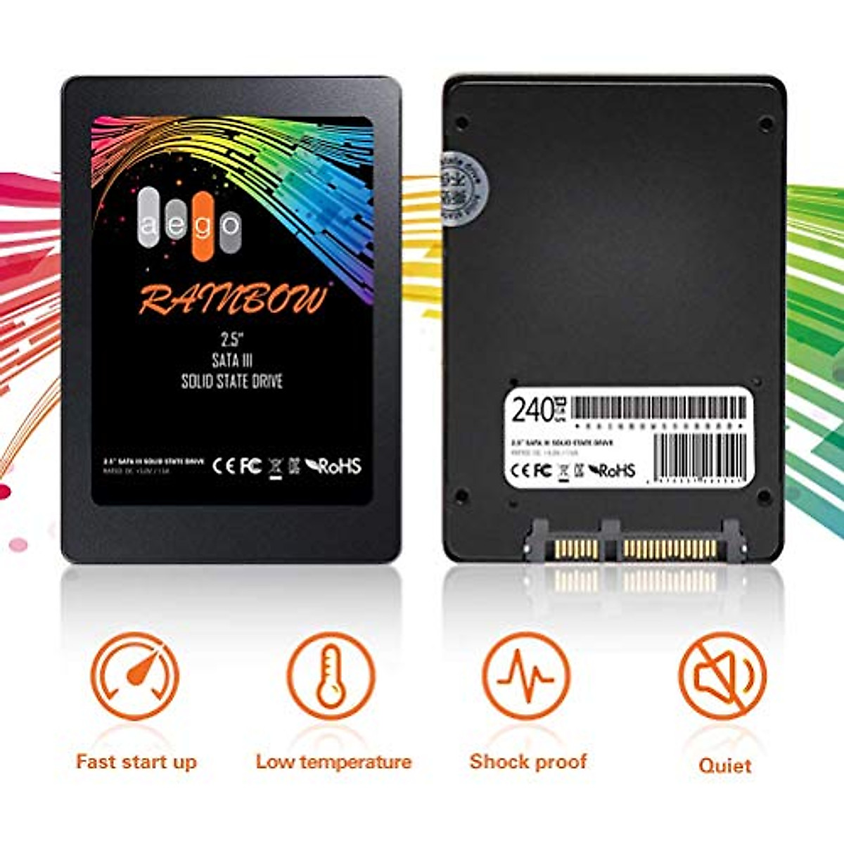 AEGO Internal SSD 240GB Hard Drive SATAIII Solid State Drive for PS4 Tablets PCs (240GB SSD)