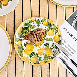 Lechoo Melamine Dinner Plates - 6pcs 8.5inch Dessert Plate For Indoor And Outdoor Use,Break-resistant,Lemon…