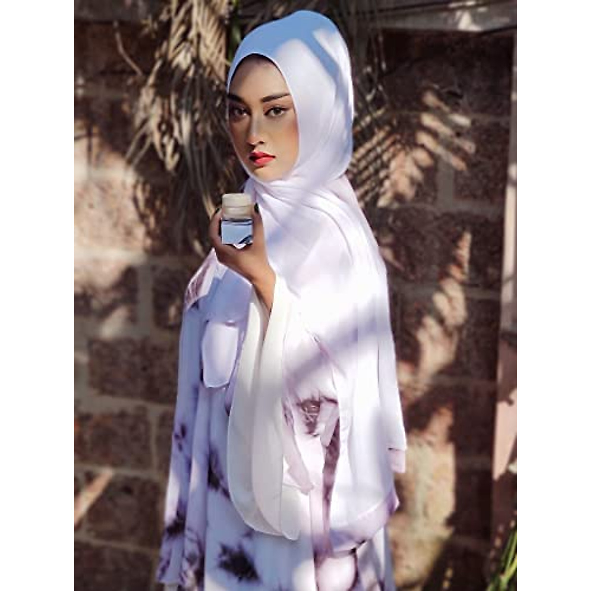 4 PCS Muslim Women Soft Premium Solid Chiffon Hijab Scarves Shawl Long Scarf Wrap Scarves with Gift Box (Mix color C)