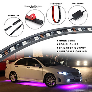 LivTee Underglow Kit for Car - Under Glow Lights with App Control, RGB LED Lights with Music & DIY Modes, 2 Line Design with 213 Flow Modes for Cars, SUVs, Trucks - Car Accessories for Men & Women