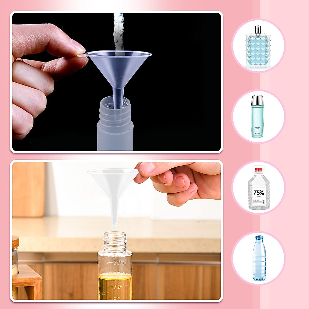 SelfTek 15 Pack Spritzer Bottle, 10ml Mini Portable Mist Empty Spray Bottle Perfume Travel Refillable Spray Bottles with 15 Funnels