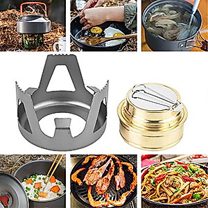 Srliya Alcohol Stove, Outdoor Portable Ultra Light Mini Cooking Spirit Burner Alcohol Fuel Stove BBQ Camping (Grey)