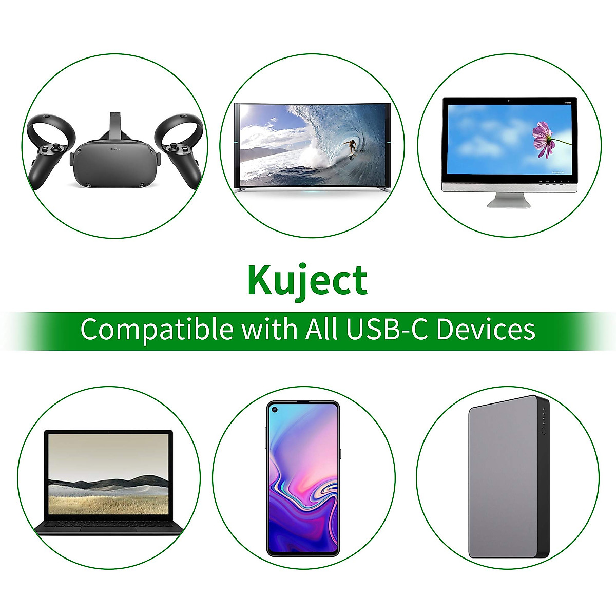 Kuject USB A to USB C Link Cable for Oculus Quest 2 / Quest 1 10FT High Speed Data Transfer Function Extender for Oculus Quest VR Headset and Gaming PC Fast Charging Cable Compatible for USB C Charger