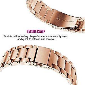 ViCRiOR Bands Compatible with 19mm ID205L Veryfitpro SmartWatch Stainless Steel + Mesh Strap Bracelet Replacement Band for ID205L, ID205G ID205 ID205U ID205S, Rose Gold