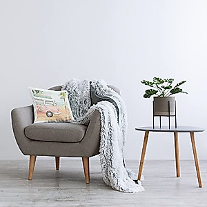 Stupell Industries Pink Bus Van Tropical Vacation Beach Scene Design by Dina June Throw Pillow, 18 x 18, Multi-Color