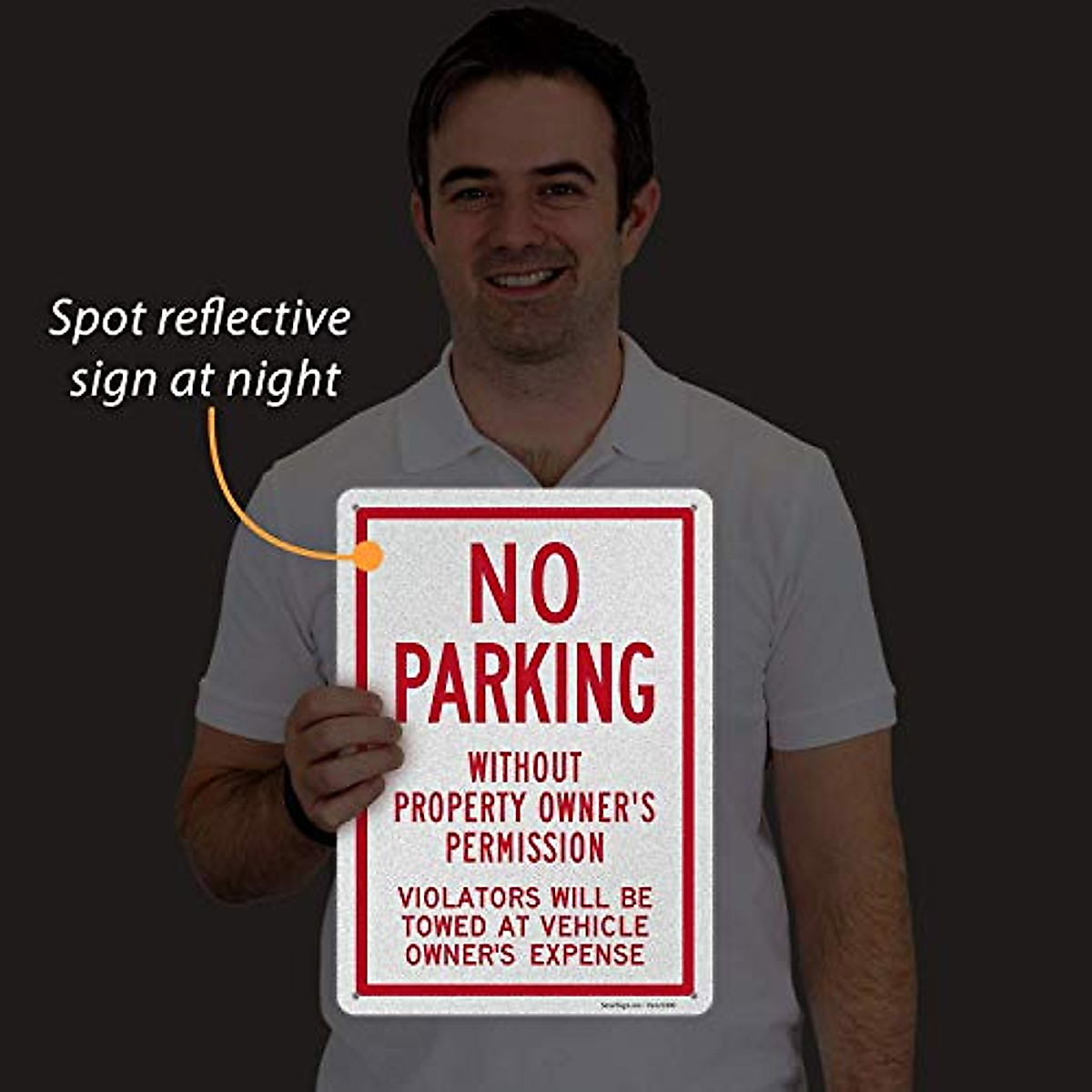 SmartSign No Parking without Property Owner's Permission Violators Towed at Vehicle Owner's Expense Sign, 10"x14", EG Reflective Aluminum, Rust-Free, Overlaminated for Protection, USA-Made