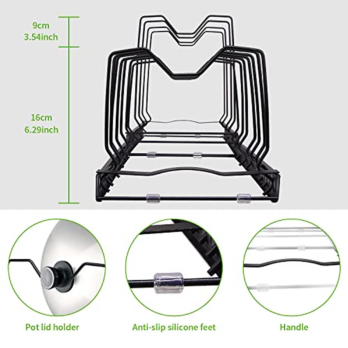 warmartter Expandable Pot and Pan Organizers Rack Stainless, Pot and Pan Organizer with 11 Adjustable Compartments(4 large sizes and 7 short sizes.) Accommodate 10+ Frying Pans and Pots Lid