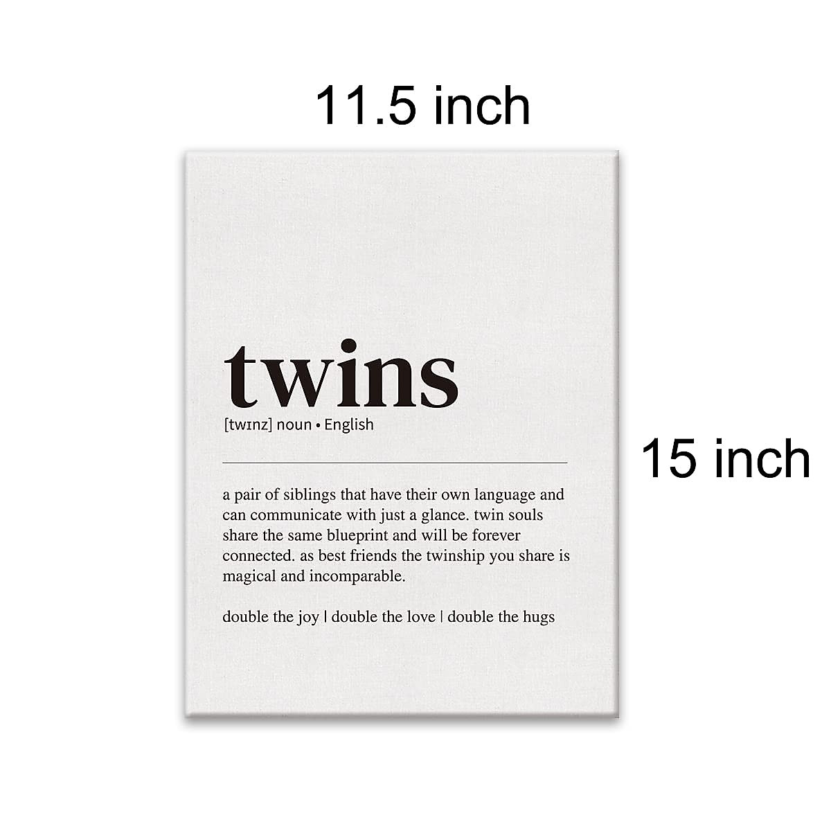 Twins Definition a Pair of Siblings Canvas Wall Art Poster Print Gift, Twin Nursery Painting Ready to Hang Home Decor (11.5" x 15")