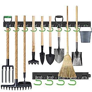 SWANLAKE 64 Inch Adjustable Storage System, Wall Mounted Hooks Tool Organizer，Garden Tool Hangers