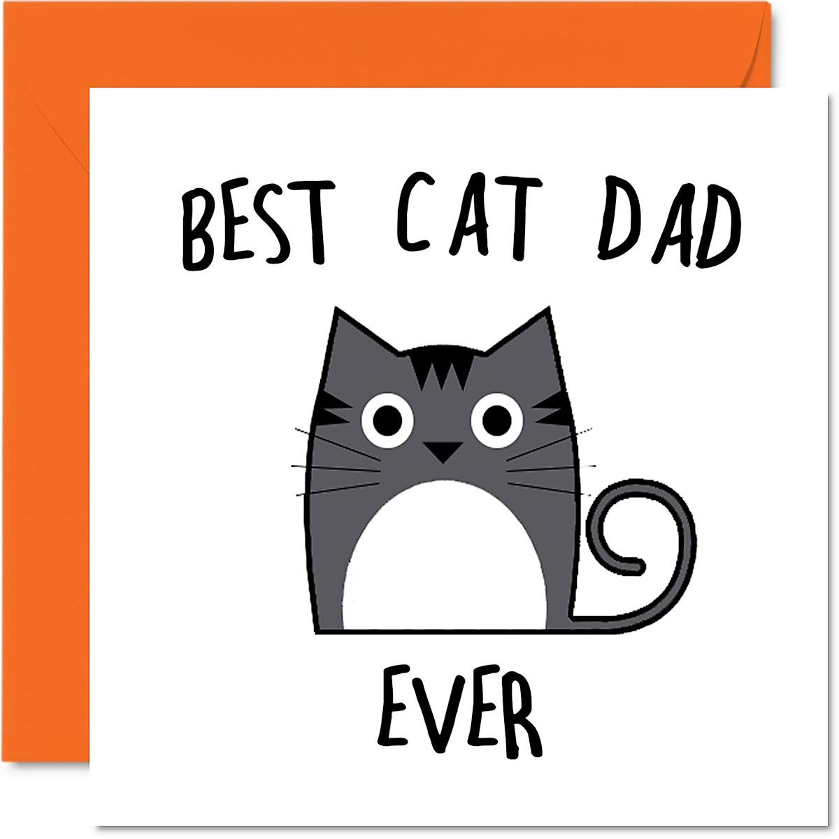 Birthday Cards for Dad from the Cat - Best Cat Dad Papa Ever - Cat Birthday Card from Cat for Dad, Funny Cat Dad Papa Gifts, 5.7 x 5.7 Inch Joke Happy Father's Day Greeting Cards Gift for Daddy Papa