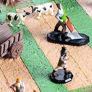 Monster Townsfolk Mini Fantasy Figures - 8pc Paintable Fieldworker Non Player Character NPC Miniatures - 1" Hex-Sized Compatible with DND Dungeons Dragons, Pathfinder, Tabletop Games
