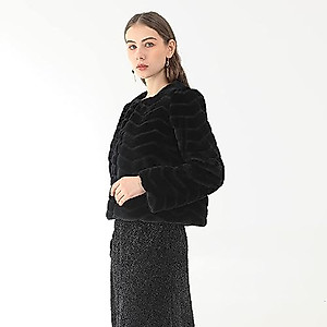 FURTOO Womens Winter Coats Faux Fur Jacket For Women Fuzzy Open Front Shaggy Shacket Short Jackets