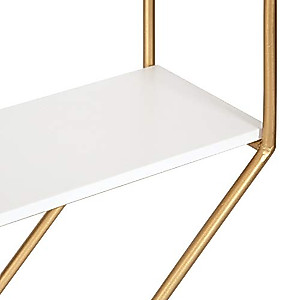 Kate and Laurel Lintz Glam Octagon Wall Shelf, 24 x 24, White and Gold, Modern 4-Tier Geometric Shelves for Wall