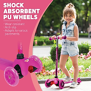 Rugged Racer Mini Scooter with Adjustable Height and LED Wheels (BH19899)