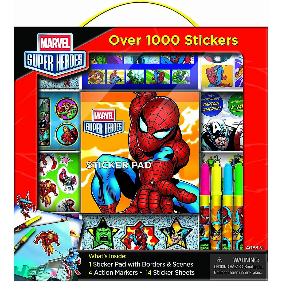 Spiderman Sticker Box Set - Bundle of Marvel Super Heroes Sticker Box with Handle Activity Set | Spidey Stickers for Kids