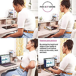 Wooden Laptop Stand - Ergonomic, Portable Computer Riser Fits All Laptops & Tablets. This Beautiful Desk Accessory Cools Your Device & Helps Posture