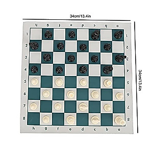 Asixxsix International Standard Chess Game Set, 2 in 1 Board Games Folding Roll Up Chess Game Set Competition Large Plastic Chess Set with Chessboard and Storage Bag for Kids and Adults
