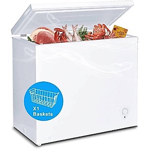 SMETA Deep Freezer Chest Freezer 7.0 Cubic Feet Freezers Chest 8 cu. ft Meat Freezer for Office, Home, Kitchen, Garage Ready Outdoor with Removable Basket Thermostat Control for Apartment Dorm, White