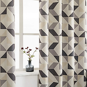 SNLARFOX Geometric Fabric Blackout Curtain, Ombre Blue Cubes Like Print Diamond Polyester Window Curtain Set, 63-Inch Living Room/Home Decor Curtains