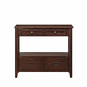 FRITHJILL 36in Wood Console Table, Modern Entry Sofa Table with Drawers and Open Storage Shelf (Espresso)