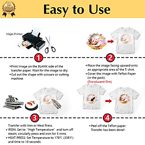 TransOurDream Upgraded Iron on Heat Transfer Paper for T Shirts (20 Sheets, 8.5x11") Iron on Transfers for Light Fabric Printable Heat Transfer Vinyl for Inkjet Printer (TOD-4)