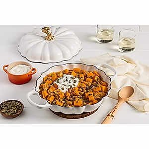 Le Creuset Enameled Cast Iron Figural Pumpkin Braiser, 2.75 qt., White