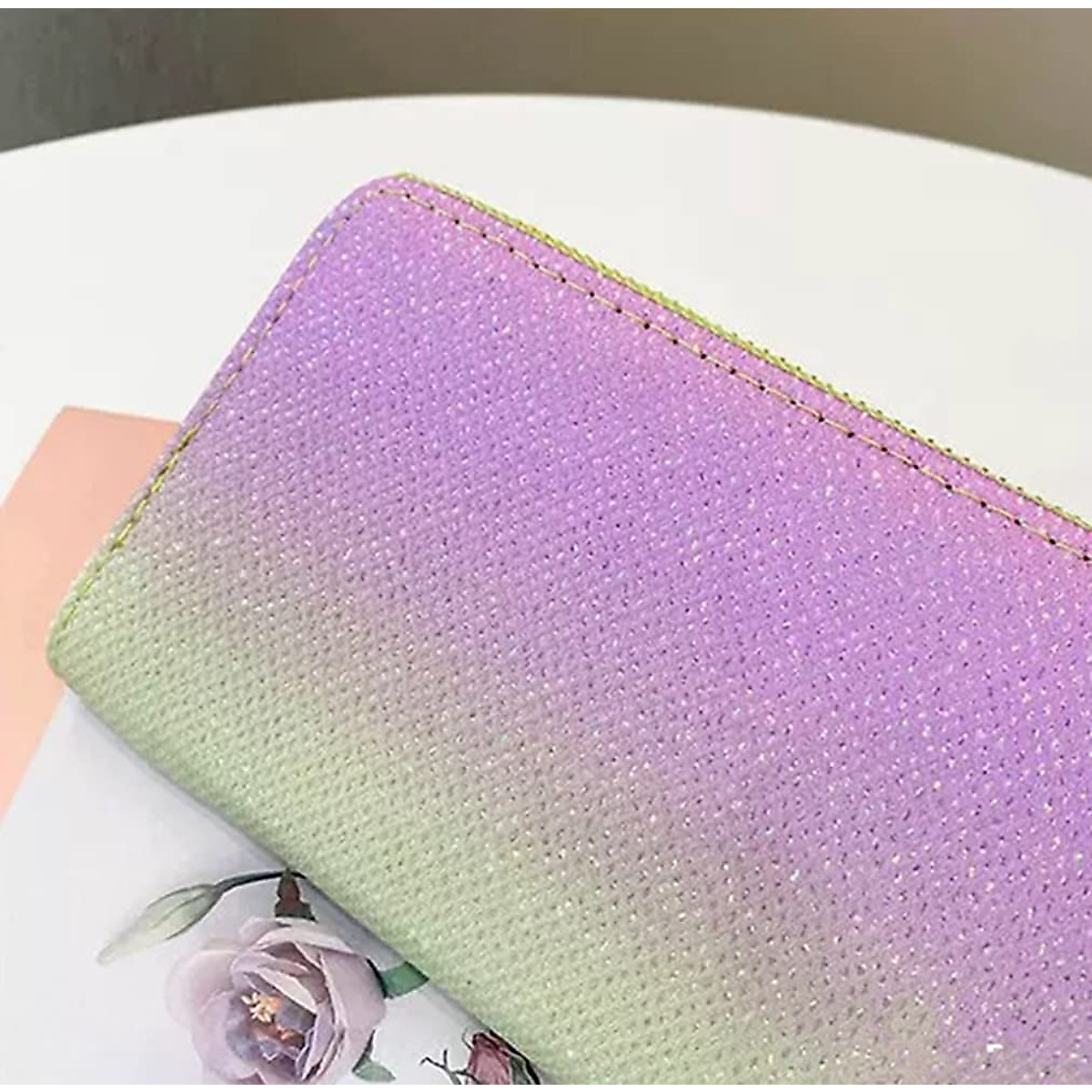 Loxepur Sweet Gradient Color Purse Zipper Multi-Card Pocket Wallet (Purple)