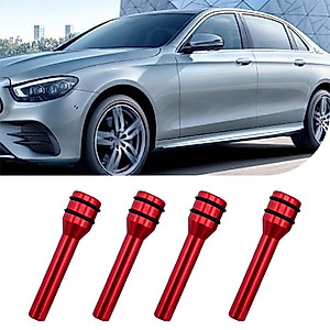 Crynod 4 PCS Car Door Lock Knobs, 0.4In x 1.9In Metal Vehicle Control Post Pins Replacements, Universal Automobile Interior Door Lock Knob Accessories for Cars Trucks SUVs Vans (Red)