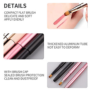 YAFIYGI Lip Brush for Lipstick Retractable Lip Liner Brushes Retractable Lip Brush Applicators Flat Lipstick Gloss Creams Portable with Cap for Women Girls As Present &Halloween Makeup Tools