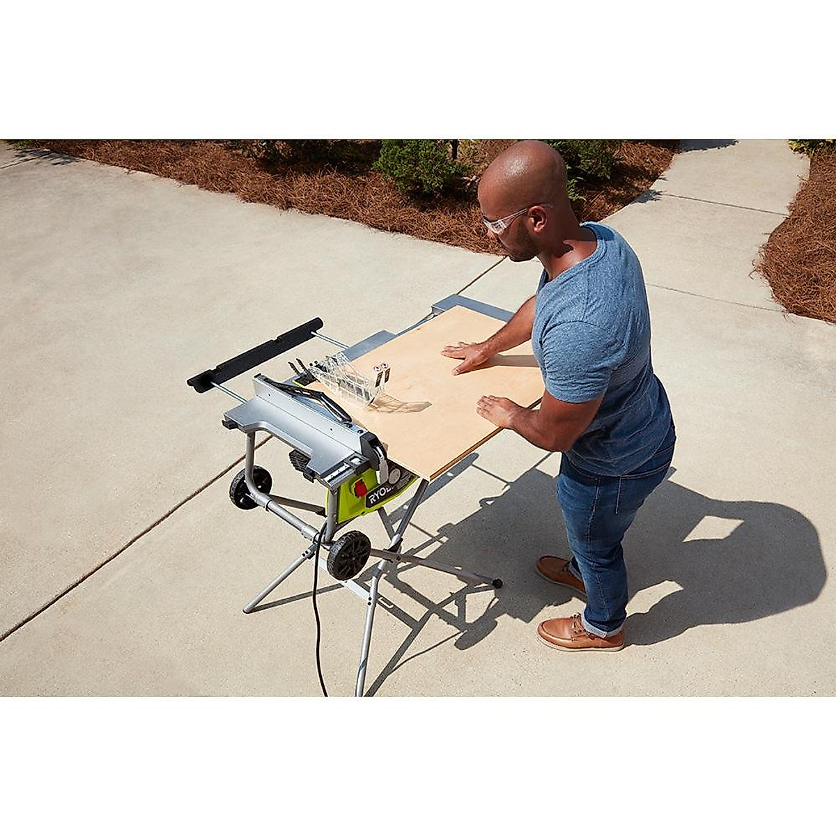 Ryobi 10 in. Portable Table Saw with Rolling Stand with a Powerful 15 Amp Motor and Onboard Storage, Ideal for Woodworking, Home Repair and Renovation Projects