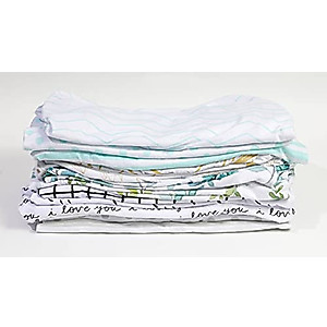 NODNAL CO. Changing Pad Cover - 100% Cotton for Baby Girl/Boy - Gender Neutral Patterns & Colors - Universal Fit Changing Pad Liner for Standard 16" x 32" Baby Changing Table Mats ("I Love You")