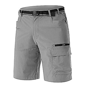 TACVASEN Men's Summer Outdoor Shorts Quick Dry Cargo Casual Shorts Light Grey, 38