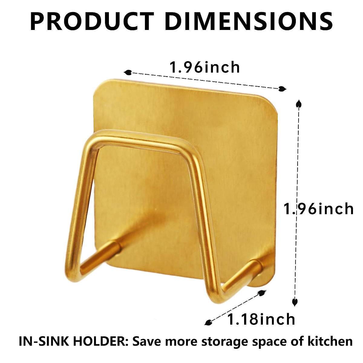 Blueden 2Pcs Adhesive Sponge Holder for Kitchen Sink Essentials,Stainless Steel Dish Sponge Holder for Sink Soap Sponge Holder,Rustproof and Waterproof, Quick Drying, Minimal Size Save Sink Space,Gold