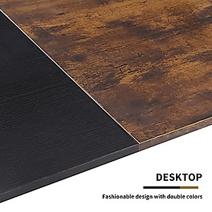 soges 55.1 Inch Home Office Computer Desk, Study Writing Table Desk with with Splice Board, Wooden Study Working Table Desk with 2-Tier Storage Shelf,Modern Laptop PC Table,CXYM-PB001B-140