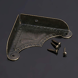 dophee Antique Brass Box Corner Covers, Decorative Corner Protectors Guards Edge Covers for Jewelry Box Chest Table Desk Photo Frame Panal, 1.53"x1.53"x1.97"(12-Pack)