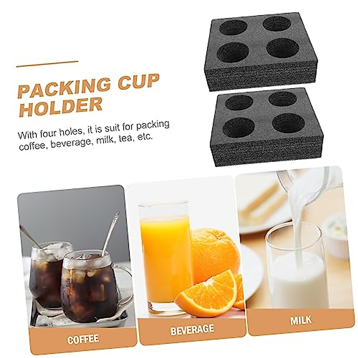 Alipis 2pcs 4 Hole Cup Holder Couch Cafe Drink Carriers Cold Drink Carrier Cup Tray Packing Tray Foldable Cup Drink Carrier Tray Milk Coffee Cup Foam Stand Pearl Cotton Travel