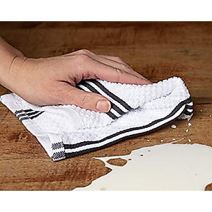 Sticky Toffee Cotton Kitchen Towels Dishcloths Set of 8, Gray and White Dish Cloth Towels, Tea Towels, Reusable and Absorbent Cleaning Cloths, Oeko-Tex Cotton, 12 in x 12 in