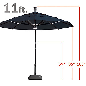 Above Height Automatic 9' Sunbrella Heavy Duty Patio Umbrella with Remote Button Controls, Wind Sensor, and Three Tiered Vents - Outdoor Umbrella Patio for Backyard (Spectrum Indigo)