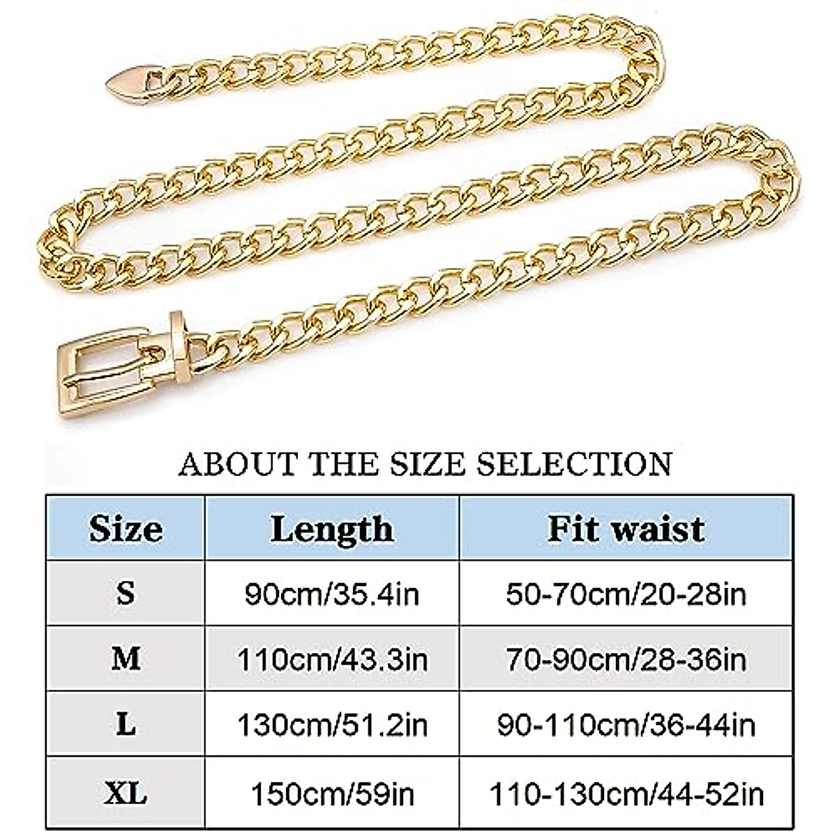 Suyi Chain Belts for Women Girls Metal Waist Belt for Dresses Plus Size 130CM Gold