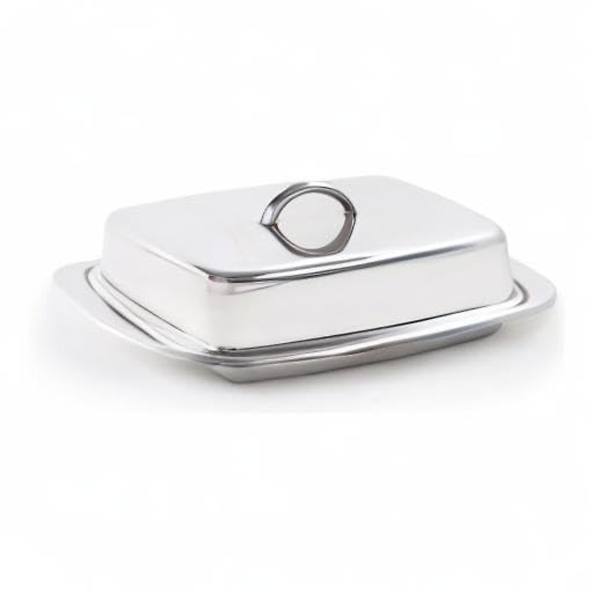 Fox Run Stainless Steel Double Covered Butter Dish with Lid and Handle
