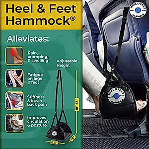 Heel & Feet Hammock Foot Rest (Memory Foam), Portable Desk Foot Hammock & Airplane Footrest, Essential Airplane Travel Accessories to Prevent Feet & Leg Pain, Cramping & Swelling